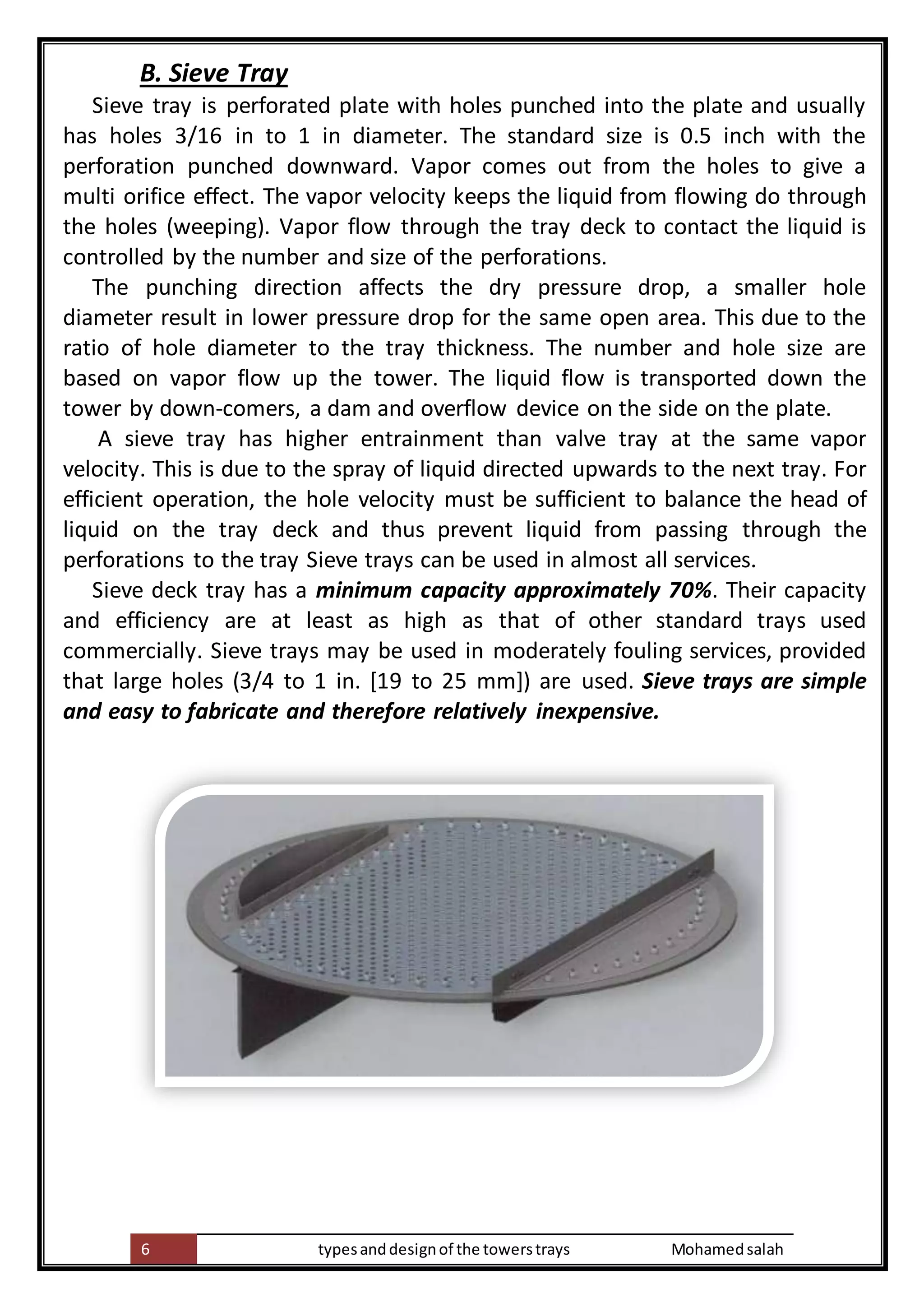 Types and design of the towers trays | DOCX