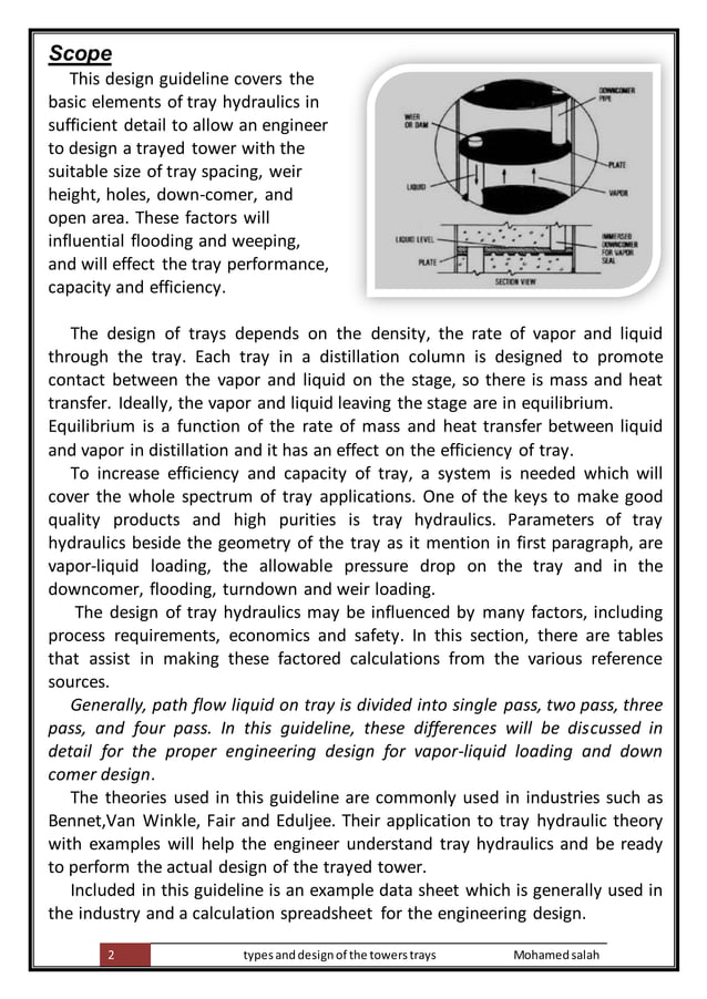 Types and design of the towers trays | DOCX | Chemistry | Science