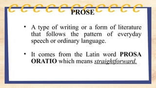 TYPES AND FEATURES OF POETRY AND PROSE - GRADE 9.pptx