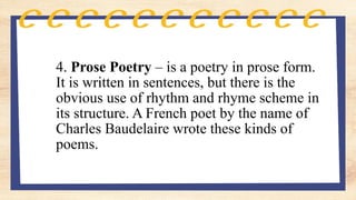 TYPES AND FEATURES OF POETRY AND PROSE - GRADE 9.pptx