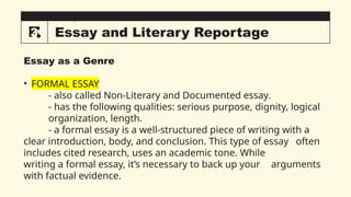 Types and Forms of Creative Non-fiction. PowerPoint | PPTX