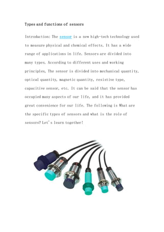 Types and functions of sensors | PDF