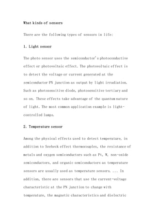Types and functions of sensors | PDF