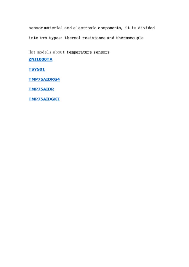 Types and functions of temperature sensors | PDF