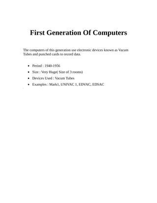 Types and generations of computers | DOC