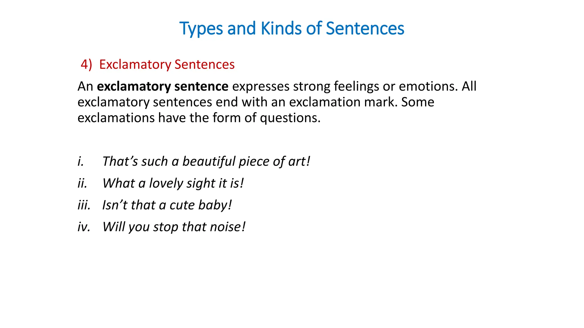Types and Kinds of sentences.pptx with examples | PPT