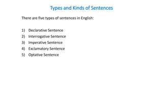 Types and Kinds of sentences.pptx with examples | PPTX