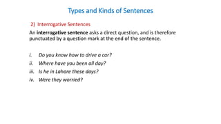 Types and Kinds of sentences.pptx with examples | PPT