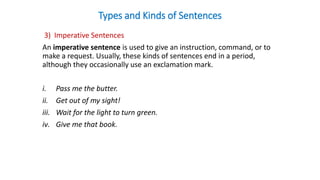 Types and Kinds of sentences.pptx with examples | PPT