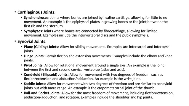 Types structures and location of joints | PPT