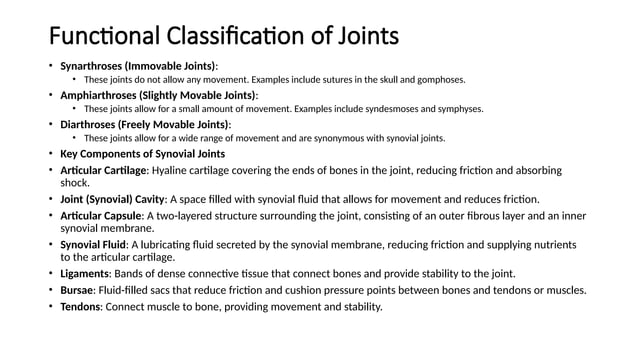 Types structures and location of joints | PPT