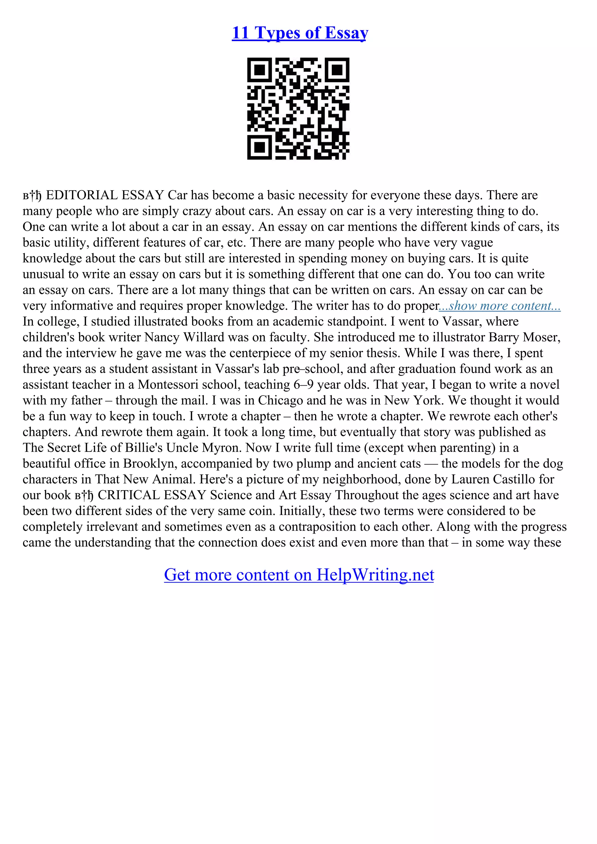 11 Types of Essay and Different Learning Styles | PDF