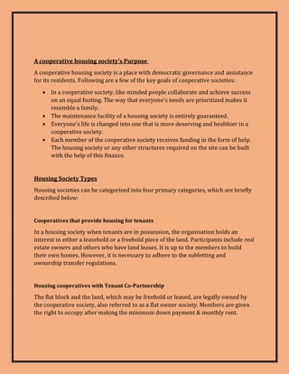 Types, Features, Functions & Registration of Housing Societies.pdf