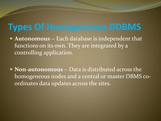 Types and Functions of DDBMS | PPTX
