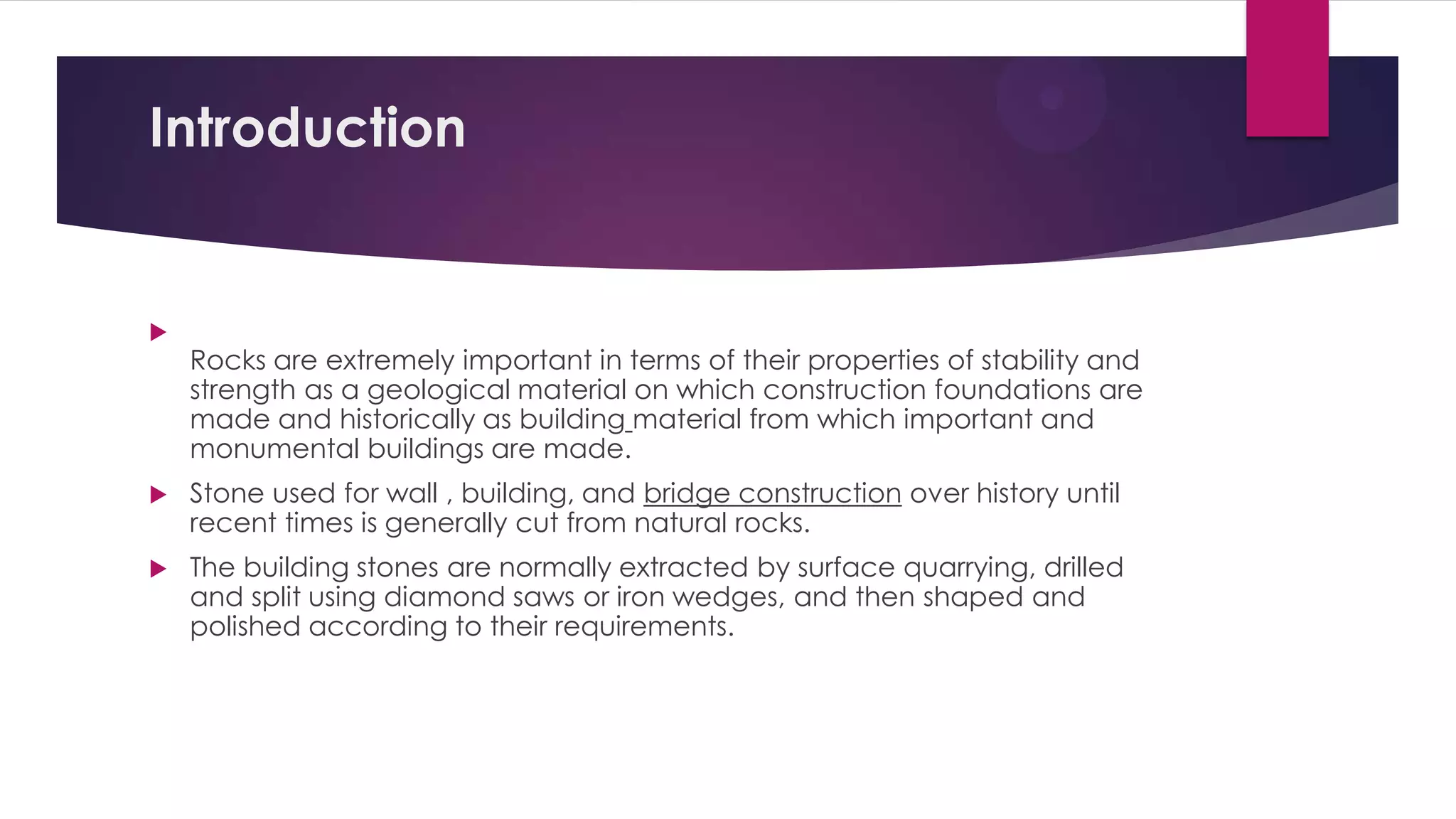 Types, importance and uses of rocks in | PPTX