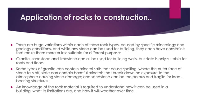 Types, importance and uses of rocks in | PPTX | Geology | Science