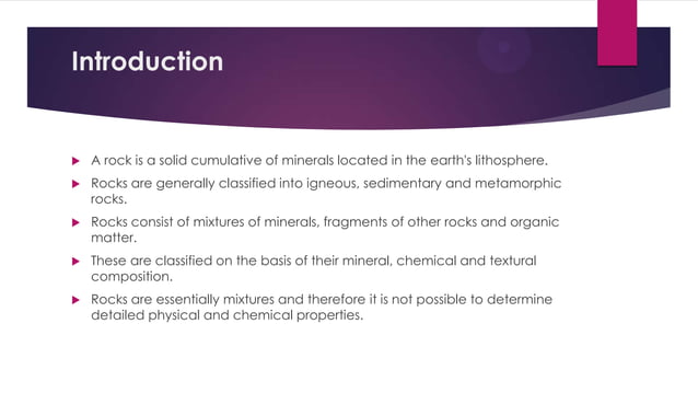 Types, importance and uses of rocks in | PPTX | Geology | Science