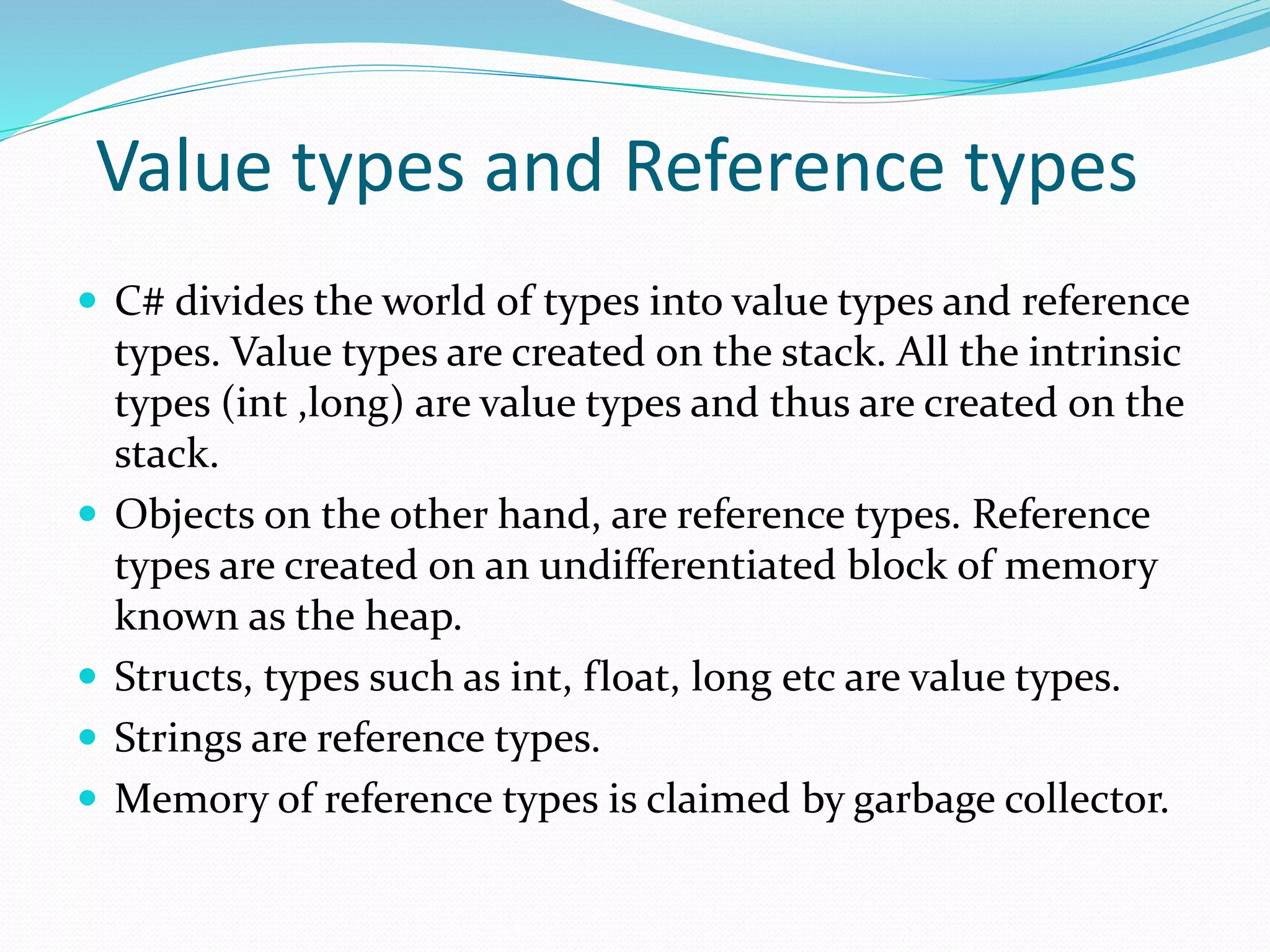 Types in .net | Programming Languages | Computing