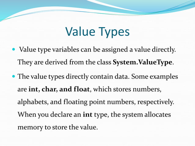 Types in .net | Programming Languages | Computing
