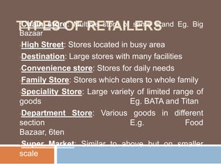 Types of retailers | PPTX | Retail Industry | Industries