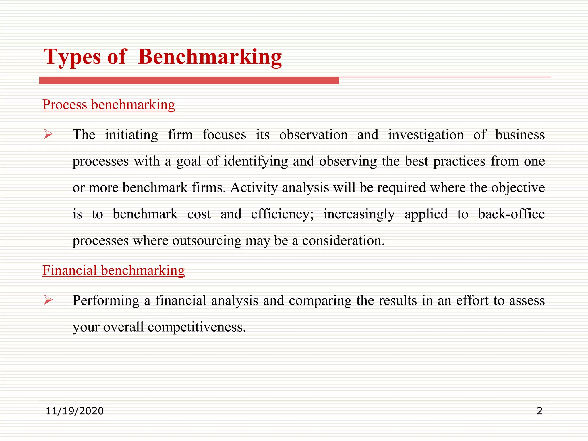 Types of Benchmarking in Total Quality Management | PDF