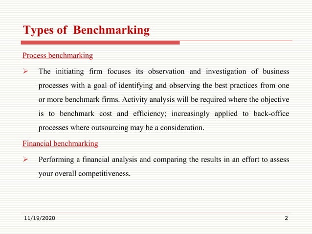 Types of Benchmarking in Total Quality Management | PDF