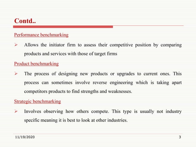 Types of Benchmarking in Total Quality Management | PDF
