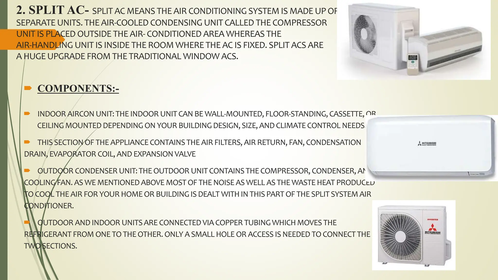 Types of A.C Ppt Interior Services. Split | PPTX