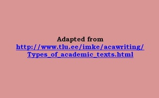 Types Of Academic Texts | PDF
