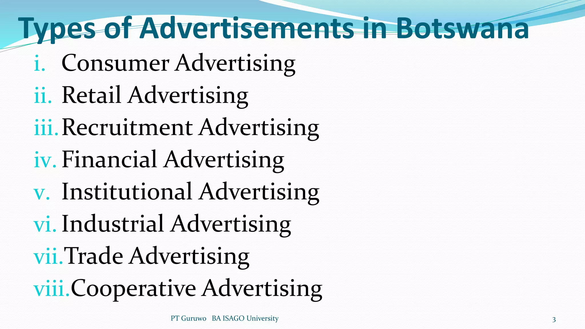 Types of Advertisements in Botswana by Guruwo Paul T. | PDF