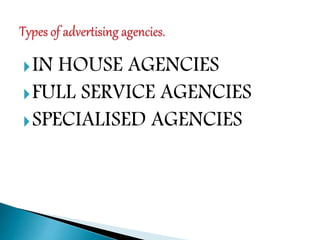 Types of advertising agency | PPTX