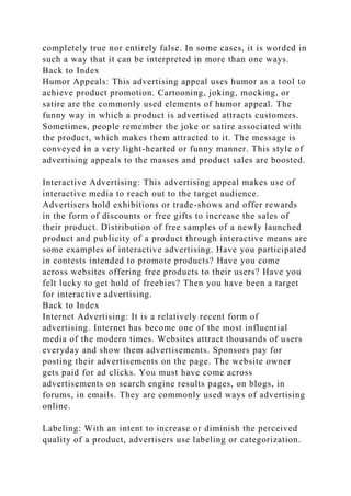 Types of Advertising AppealsWhat are advertising appeals and how.docx