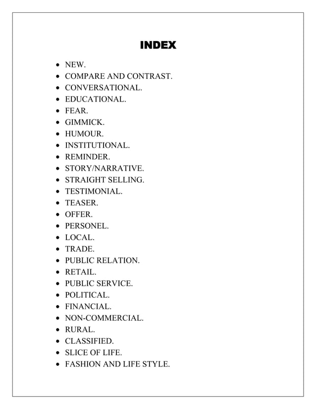 Types of advertising copy | DOCX | Advertising Industry | Industries