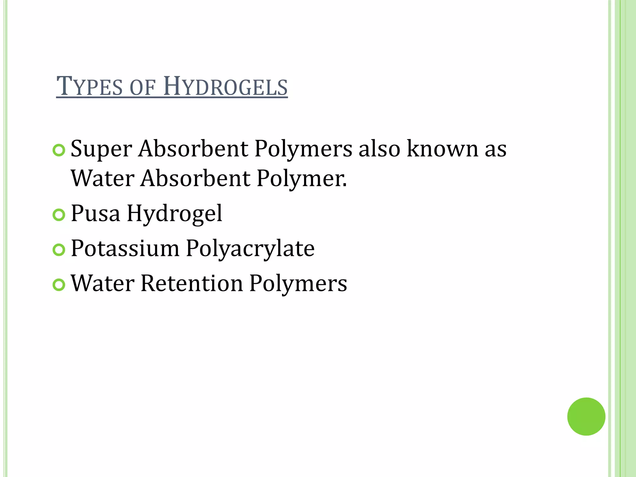 Types of Agriculture Hydrogels | PDF