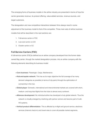 Types of airlines and airline business models | PDF