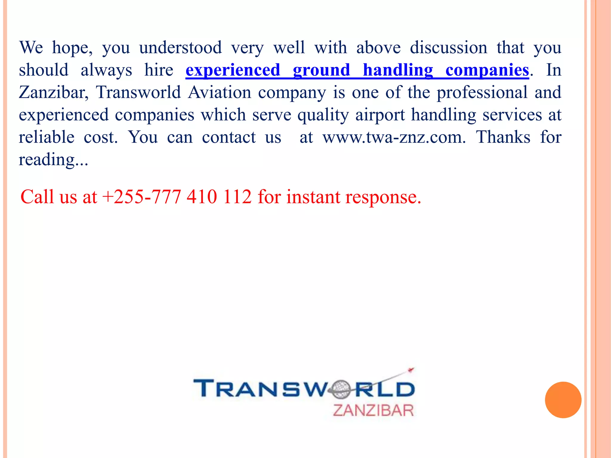 Types of Ground Handling Operations | PPTX