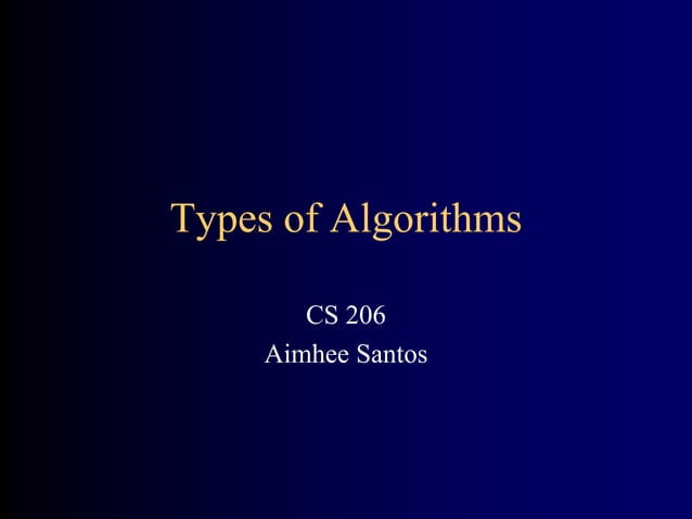 Types of algorithms | PPTX