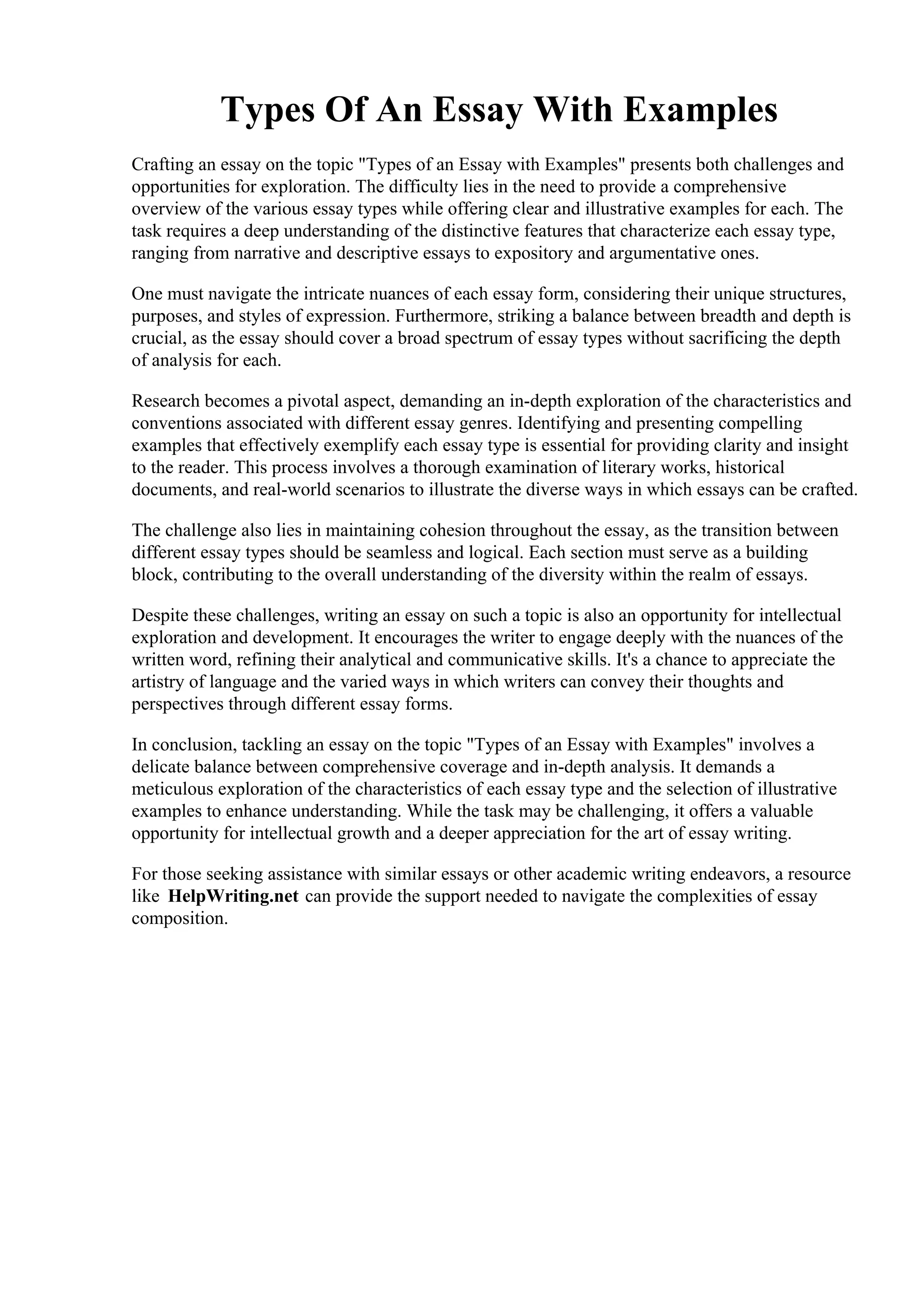 Types Of An Essay With Examples | PDF