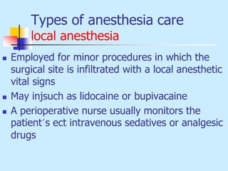 Anaesthesia types and classification for tech | PPTX