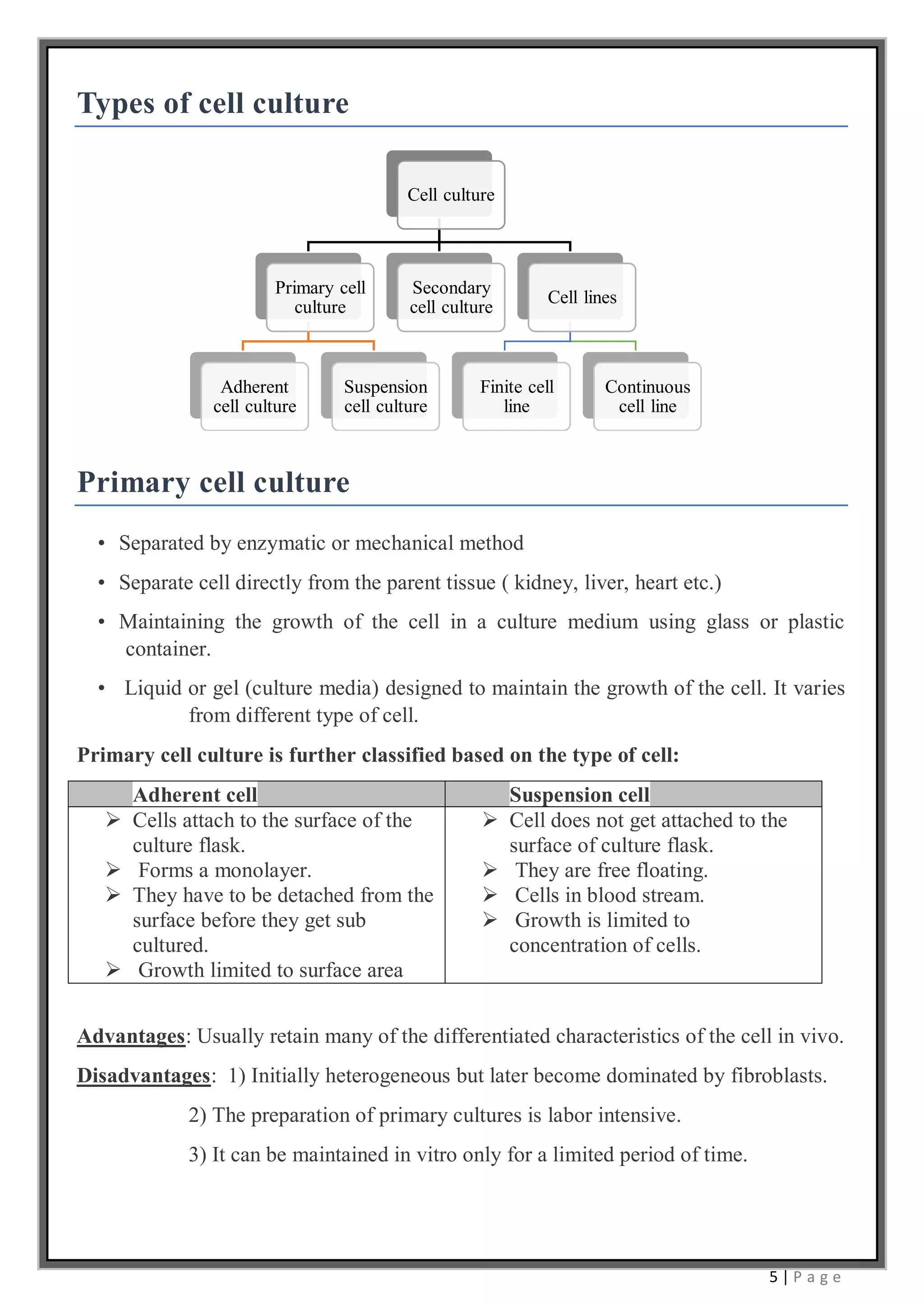 Types of animal cell culture; characterization & Their preservation. | PDF