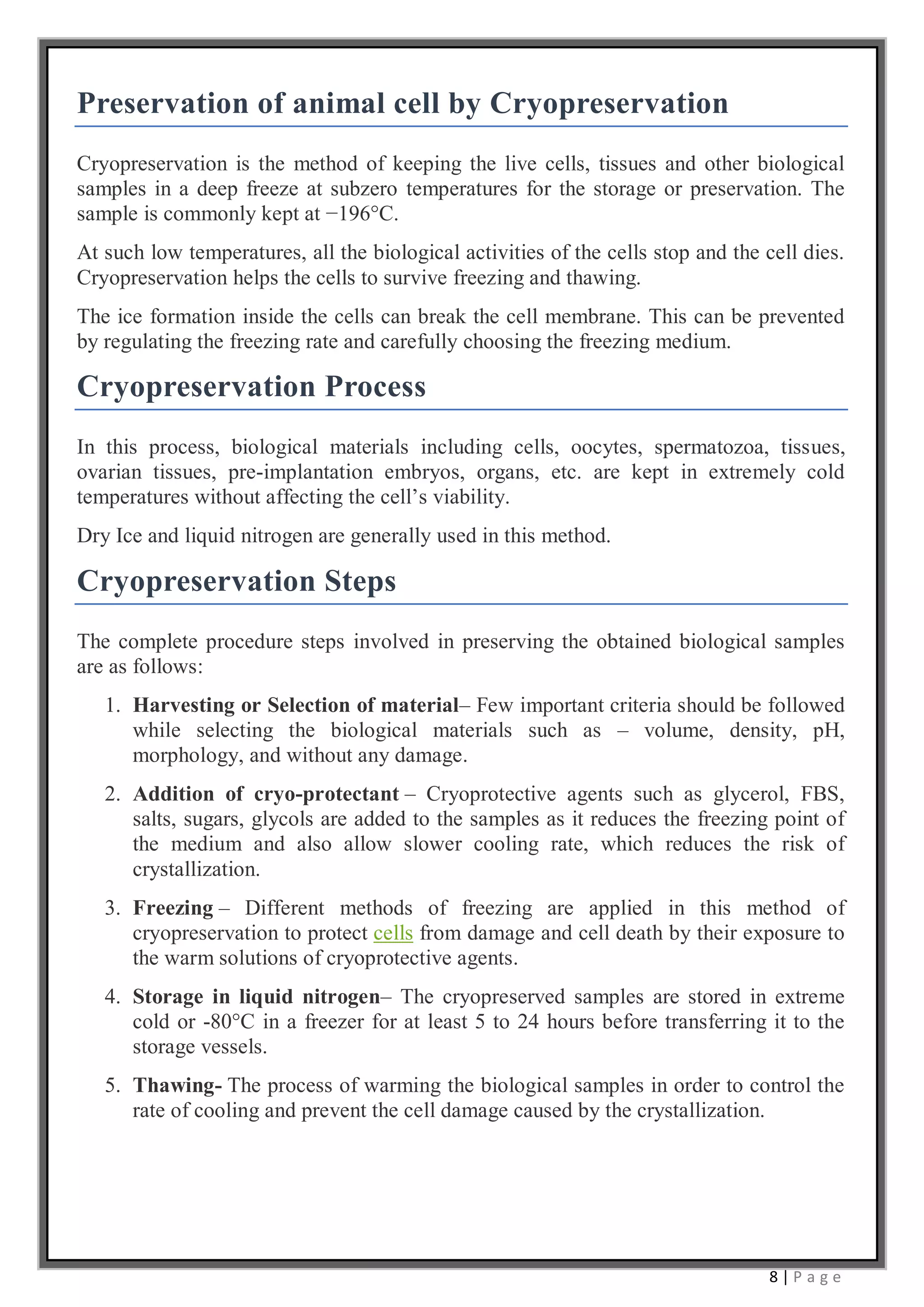 Types of animal cell culture; characterization & Their preservation. | PDF