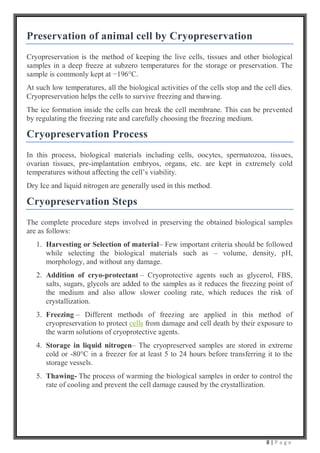 Types of animal cell culture; characterization & Their preservation. | PDF