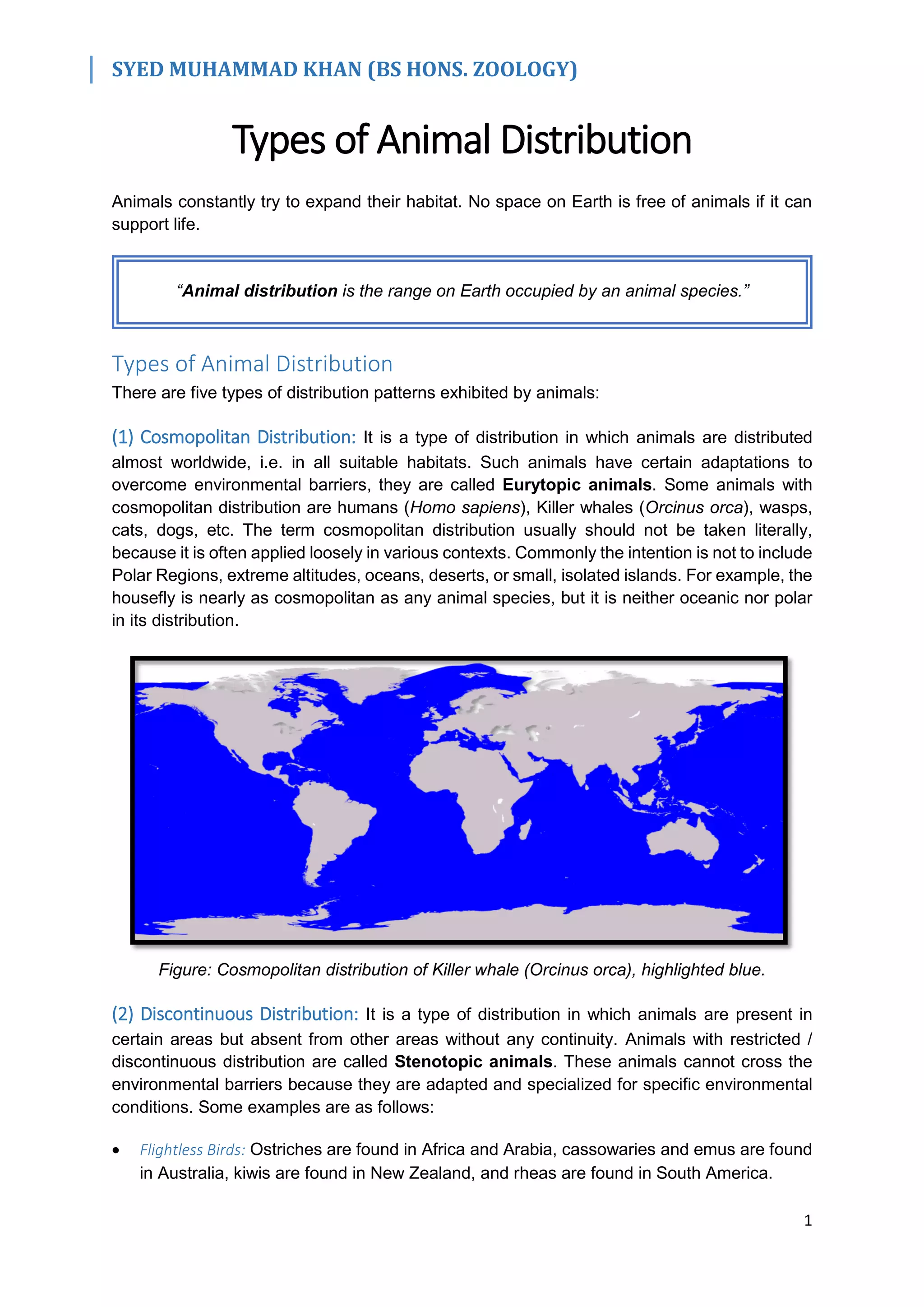 Types of Animal Distribution | PDF