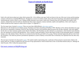 Types Of Animals On Earth Essay | PDF