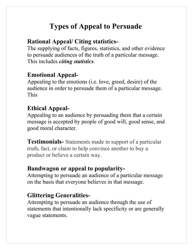 Types of appeal to persuade | DOC