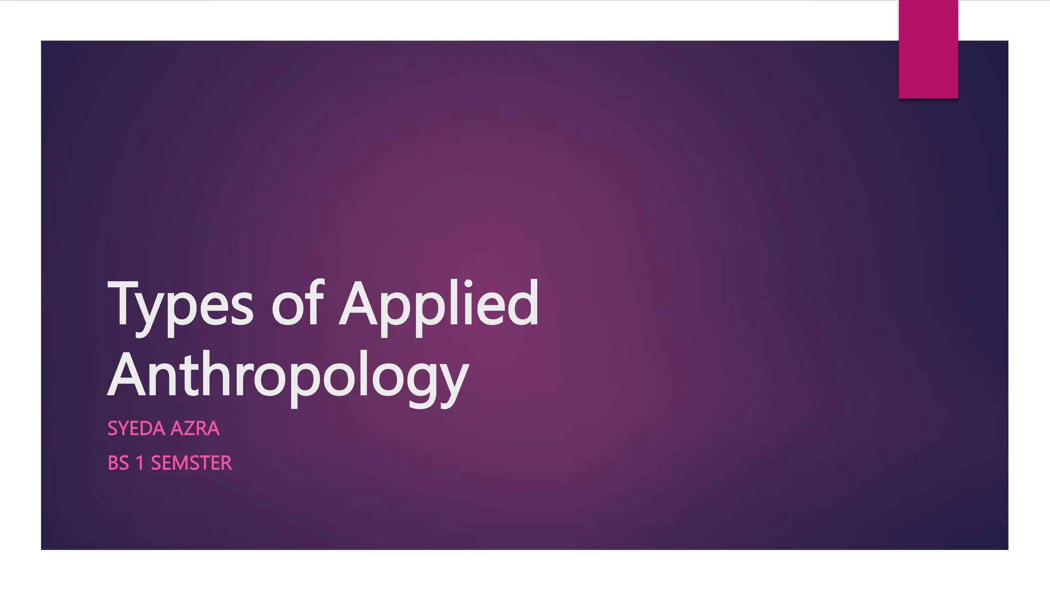 Types of Applied Anthropology Syeda Azra.pptx | Museums & Galleries ...