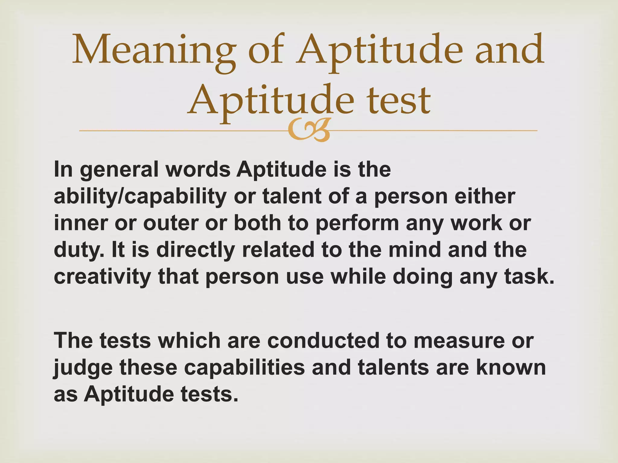 Types of aptitude tests | PPTX