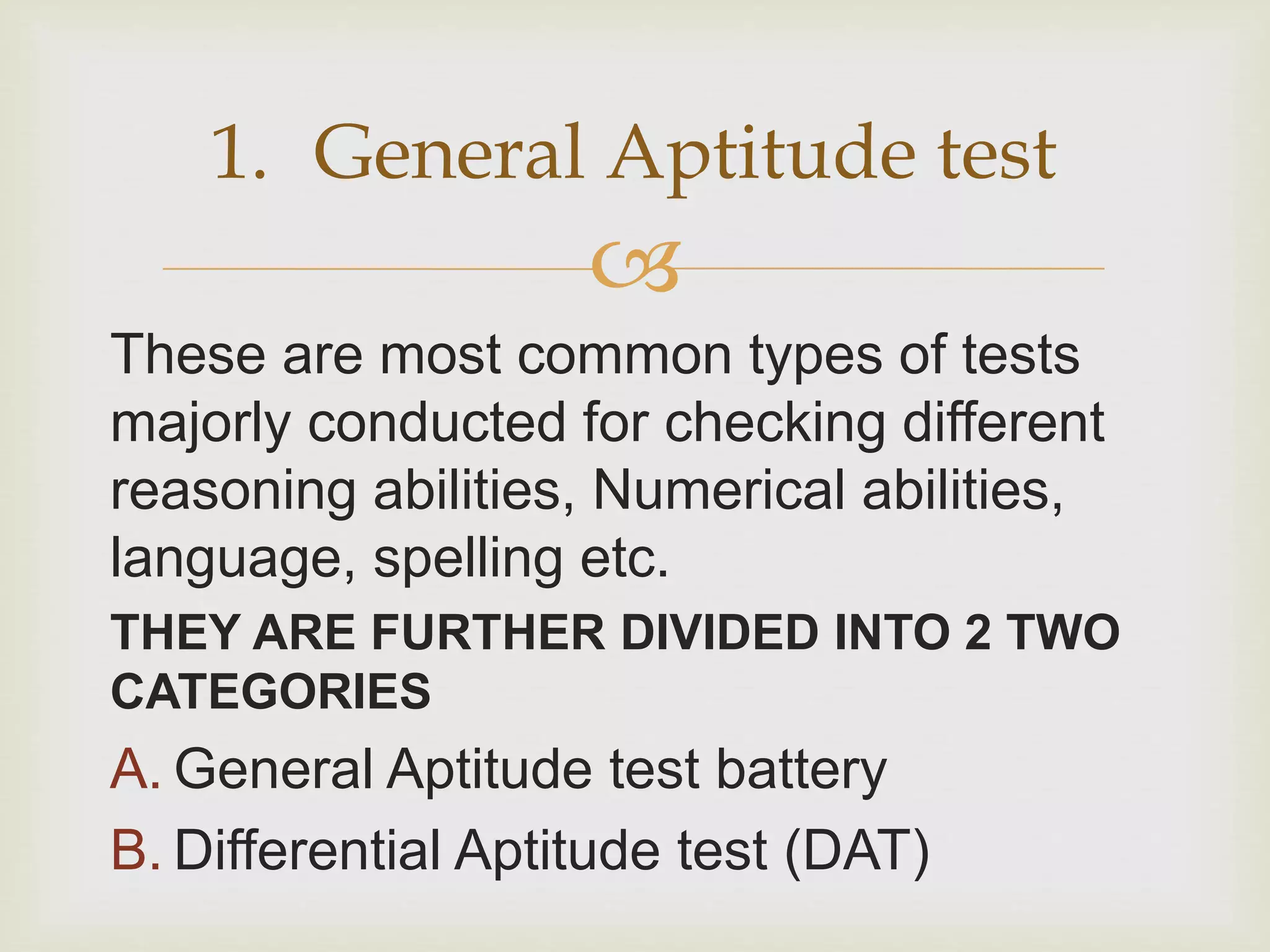 Types of aptitude tests | PPTX