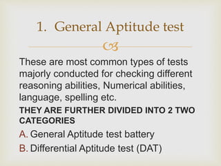 Types of aptitude tests | PPTX