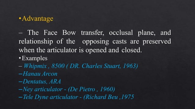 Types of articulators | PPTX | Dental Health | Diseases and Conditions